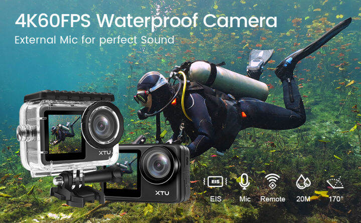 XTU MAX PRO 4K 60 FPS DUAL SCREEN ACTION CAMERA WATERPROOF BODY WIFI ...