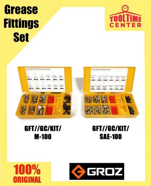 Groz Grease Fitting Set Metric (GFT/GC/KIT/M-100) Inches (GFT/GC/KIT ...