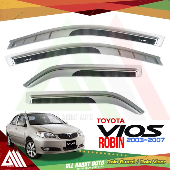 Toyota Vios 2003-2007 ROBIN Rain Guard Window Visor Two Tone (Black Net ...