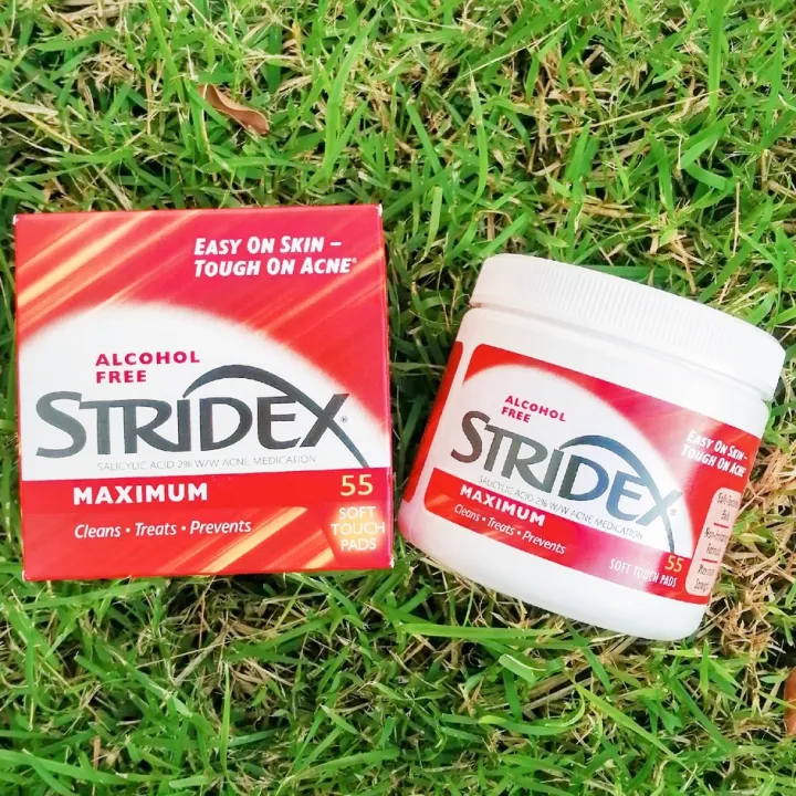 แผ่นเช็ดทำความสะอาดผิว สำหรับคนเป็นสิว Stridex® Maximum Alcohol Free 55 ...
