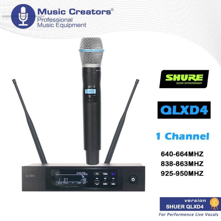 Shure UHF QLXD4เดี่ยวระบบไมโครโฟนไร้สายความหลากหลายแบบมืออาชีพสำหรับการแสดงบนเวทีคาราโอเกะ ...