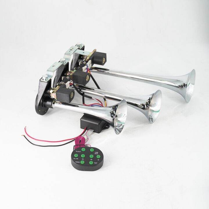 12V 3 Pipe Roots Trumpets Musical Truck Train Motorcycle Air Horn With ...