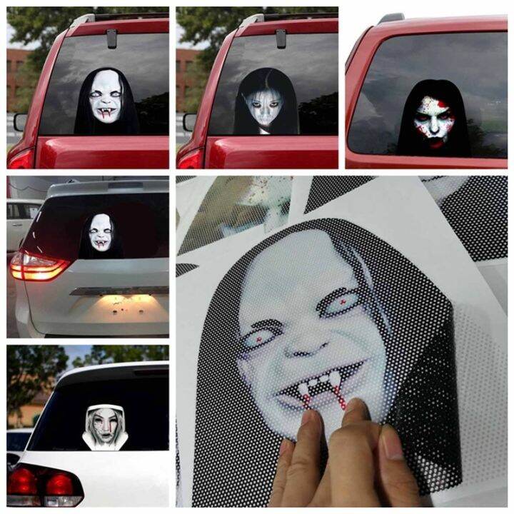 【YF】 Stickers Car Styling Horror Ghost Face Rear Window Sticker Decor ...