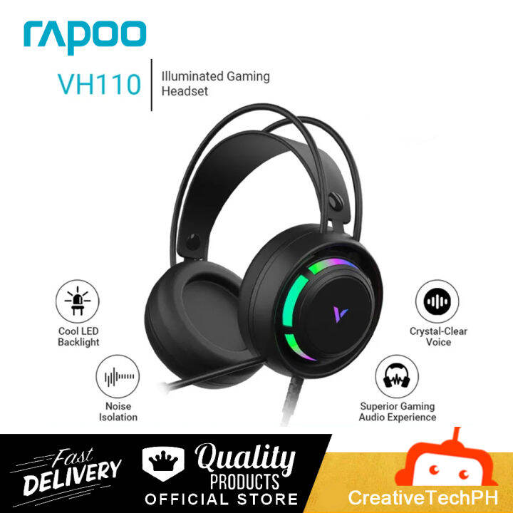 RAPOO VH110 Illuminated Gaming Headset (USB Power, 3.5mm Audio with Splitter) | Lazada PH