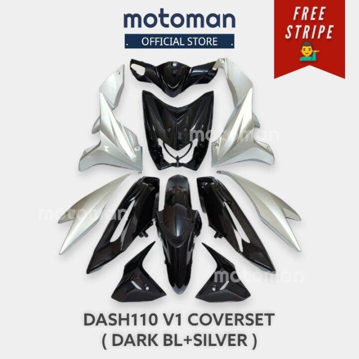Honda Dash110 V1 Complete Cover Set Dark Blue Silver Dash 110 V1 Coverset Kaver Body Set Biru ...
