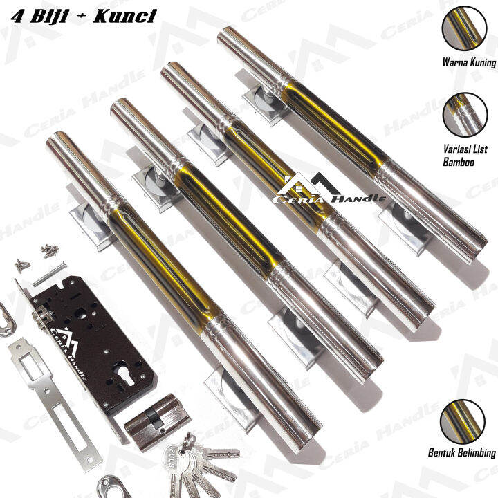 4 gagang handle dan set kunci pintu 33 cm 45 cm - tarikan pintu 2 set ...