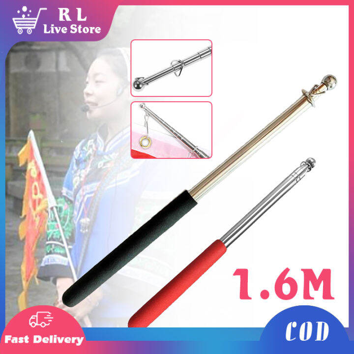 Telescopic Flag Pole 160cm Stainless Steel Tour Guide Flag Pole ...