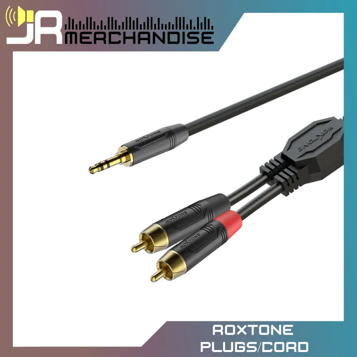 Roxtone (GPTC140L1) 3.5mm Jack Stereo to 2 RCA Plug 1 meter Audio Cable | Lazada PH