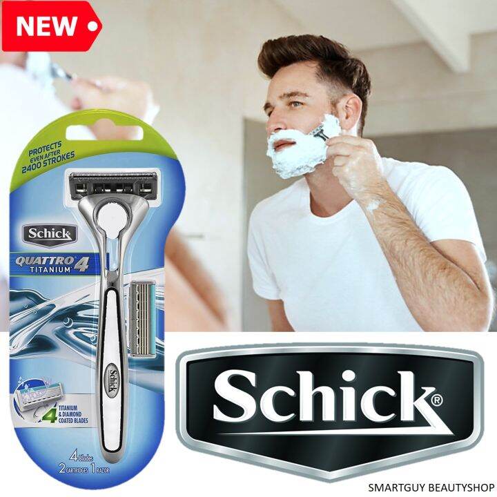 Schick Quattro 4 Titanium มีดโกนไทเทเนียมรุ่นพิเศษแบบ 4 ใบมีดสินค้า ...