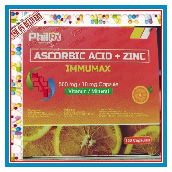 [Hot sales] IMMUMAX ASCORBIC ACID ZINC 500mg / 10mg Caps. 100s | Lazada PH