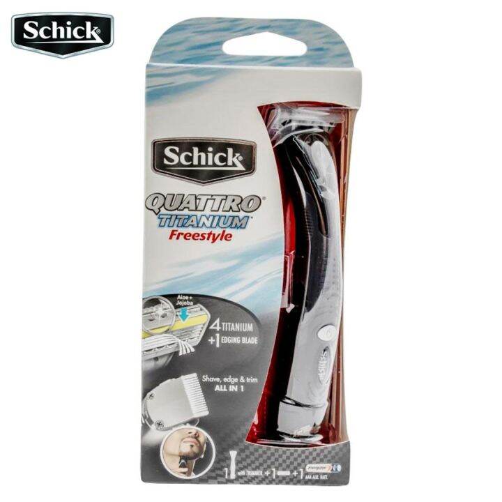 SCHICK Quattro Titanium Freestyle Razor Grooming Shavers For MEN (Black ...