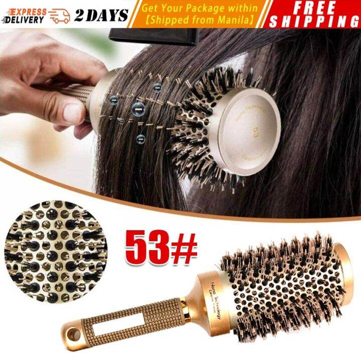 【45#/53#】Hair Styling Hair Brush Nylon Comb Cylinder Curly Hair Rolling ...