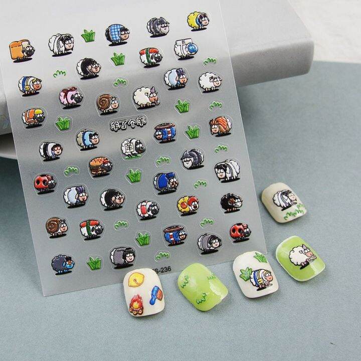 Y2K2 ตลกๆ แกะได้รับแกะ สัตว์สัตว์ต่างๆ แถบเลื่อนปลายเล็บ กระรอกกระรอกกระรอก สติ๊กเกอร์แทททู ตก ...