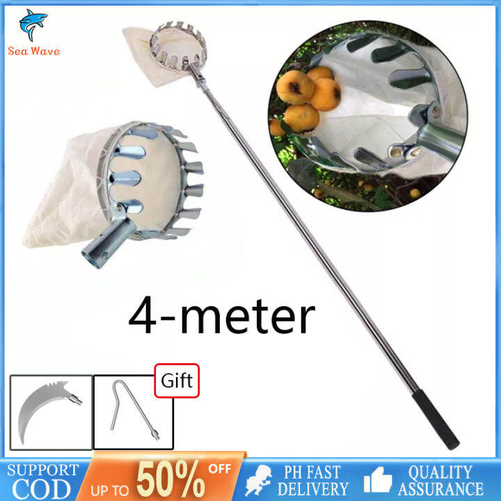 Fruit Picking Artifact Telescopic Pole Fruit Picker Stainless Steel ...