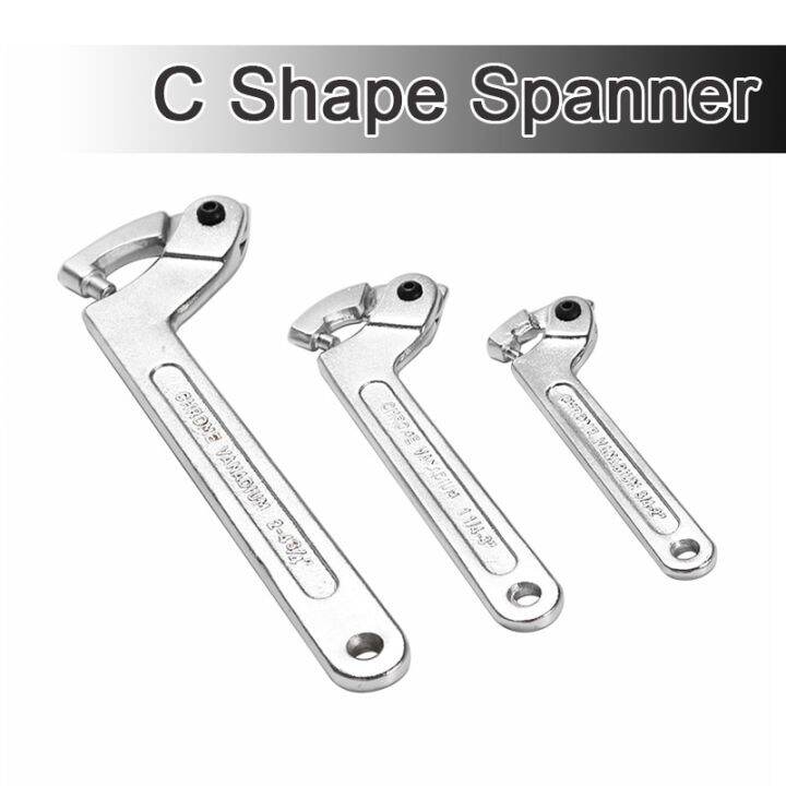 Adjustable Hook Wrench C Shape Spanner Tool Chrome Vanadium 19-51mm 51 ...