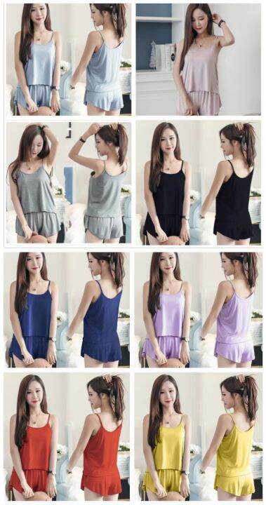 tichada 053-เสื้อนอนหรือชุดนอนเซ็กซี่สายเดี่ยวเสื้อ ผ้าบางสบายนิ่มไม่ครืองผิวขาสั้นสายเดี่ยว ...