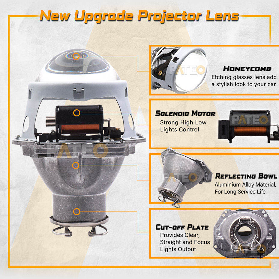 3.0 inch H7 HID LED Headlight Lenses D2S Bi-xenon Projector H7 LED Lens Bulbs Lamps Kit Retrofit ...