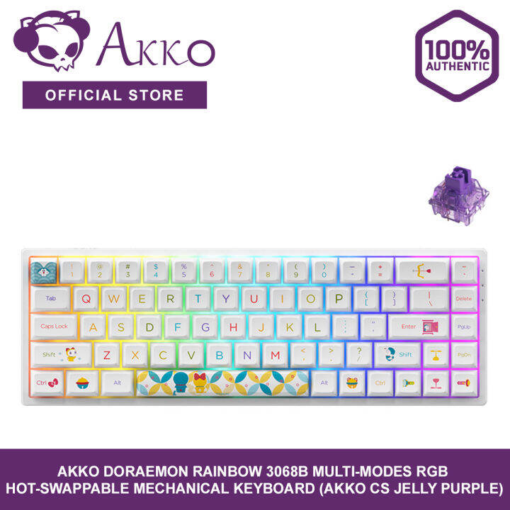 Akko Doraemon Rainbow 3068B Multi-Modes RGB Hot-Swappable Mechanical Keyboard (Akko CS Jelly ...