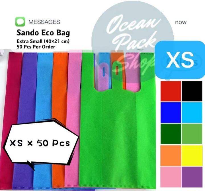 50 Pcs Sando Eco Bag XS(40*21 cm) Non-woven Tote Vest Handbag Shopping ...