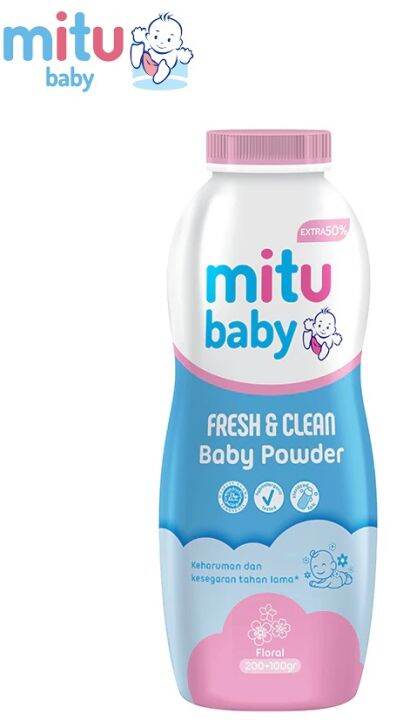 Mitu Baby Powder Fresh & Clean Pink Floral 200 + 100 gr | Lazada Indonesia