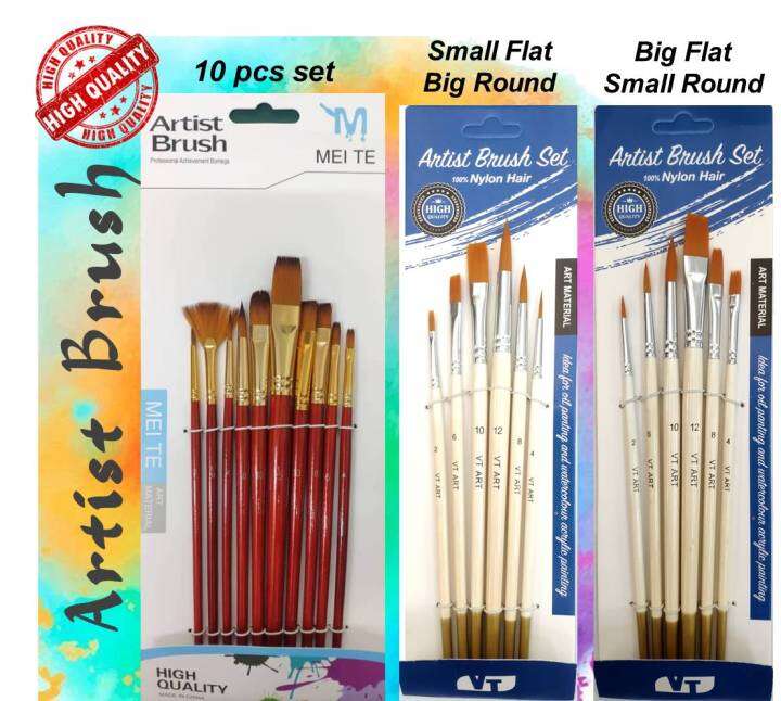 Mei Te Artist Brush High Quality Assorted Size and Tips 10 pieces 6 ...