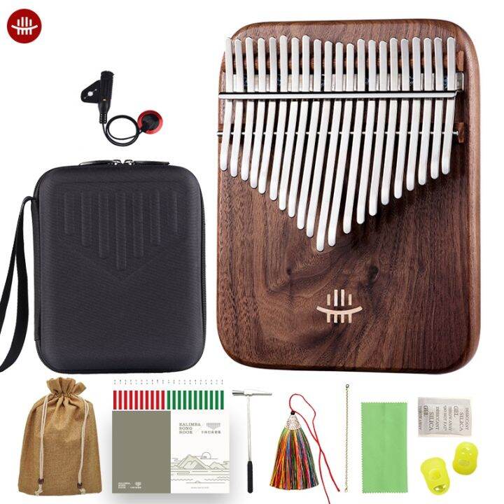 Hluru Chamfer Arc Kalimba 21 Key Black Walnut Mbira Keyboard Thumb ...