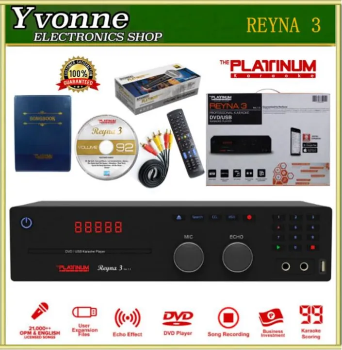 The Platinum Reyna 3 Karaoke Player Free wired mic -VOLUMER 92 UPDATED CD | Lazada PH