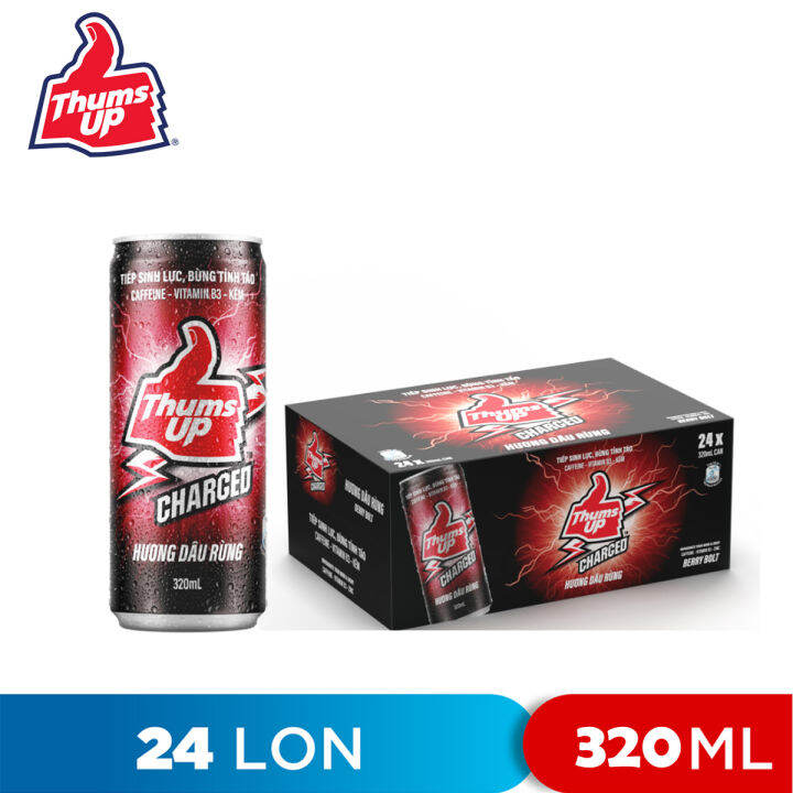 THÙNG 24 LON NƯỚC TĂNG LỰC HƯƠNG DÂU RỪNG THUMS UP CHARGED 320ML | Lazada.vn
