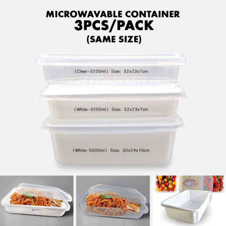 Microwavable Plastic Container Rectangular 5000ml & 3200ml - 3pcs. Per ...