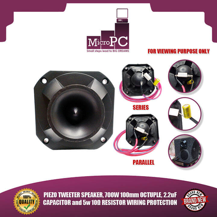 MICRO PC PIEZO TWEETER SPEAKER, 700W 100mm OCTUPLE, 2.2uF CAPACITOR and ...