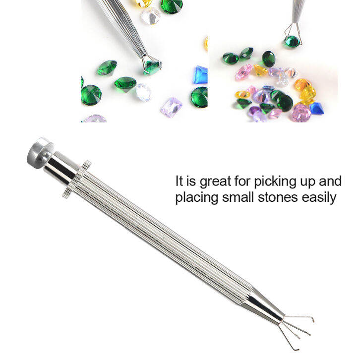 Jewele Pick-Up Tool Diamond Gems Prong Tweezer Catcher Grabber Jewelry Making Jeweler Tool ...