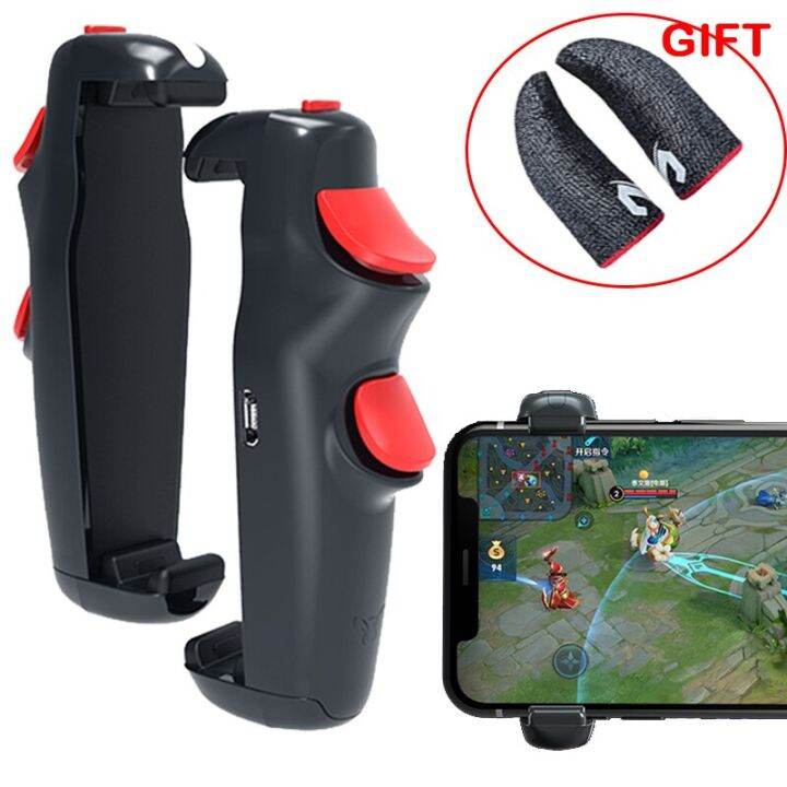 ZZOOI Mobile Gaming PUBG Trigger Button Shooting Game Bluetooth Controller 6 Finger Gamepad ...