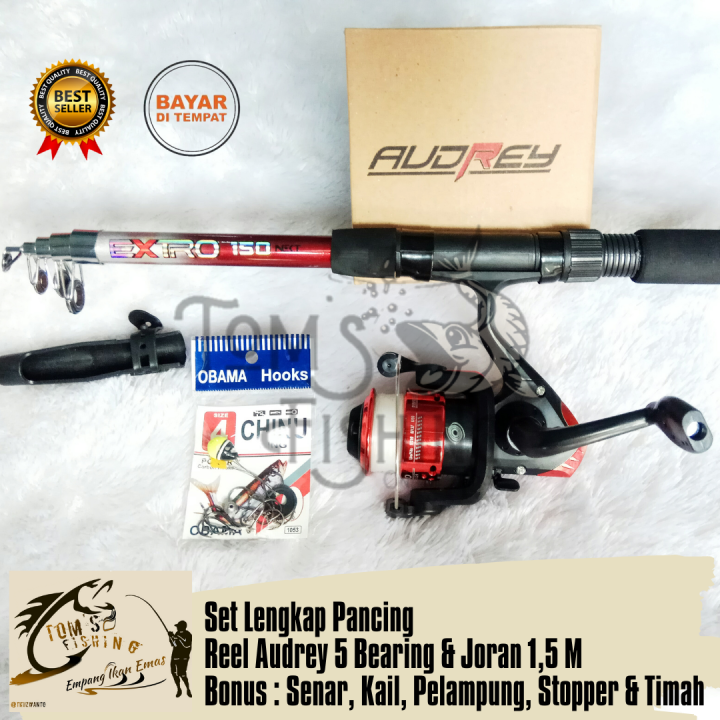 Set Pancingan Reel Audrey 200 & Joran 1,5M Banyak Bonus Murah - Toms ...