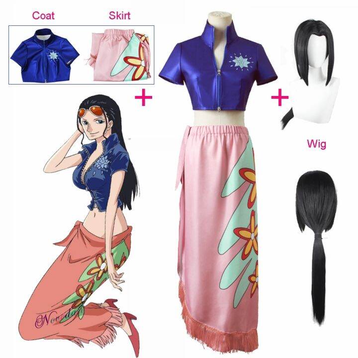 Anime Nico Robin Miss All Sunday Cosplay Costume Wig Coat Skirt Cowboy ...