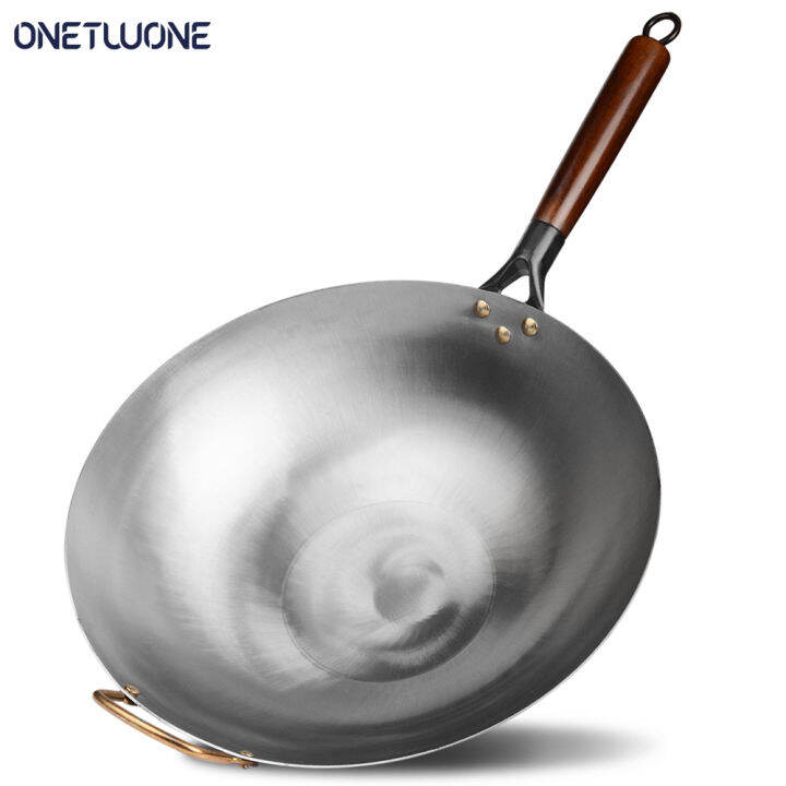 Onetwone Chinese Traditional iron wok 32cm/34cm Cooking Pot handmade ...