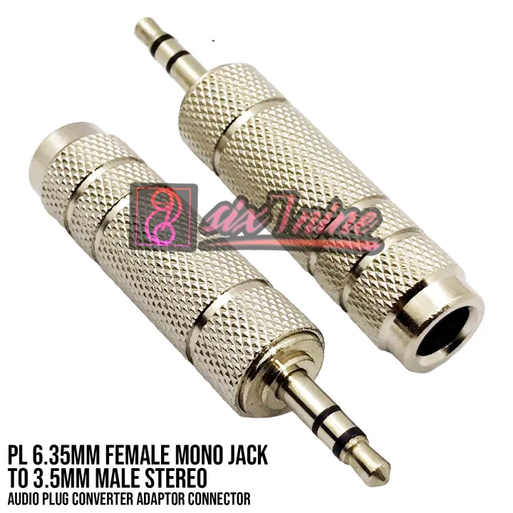 PL 6.35mm Female Mono Jack to 3.5mm Male Stereo Audio Plug Converter ...