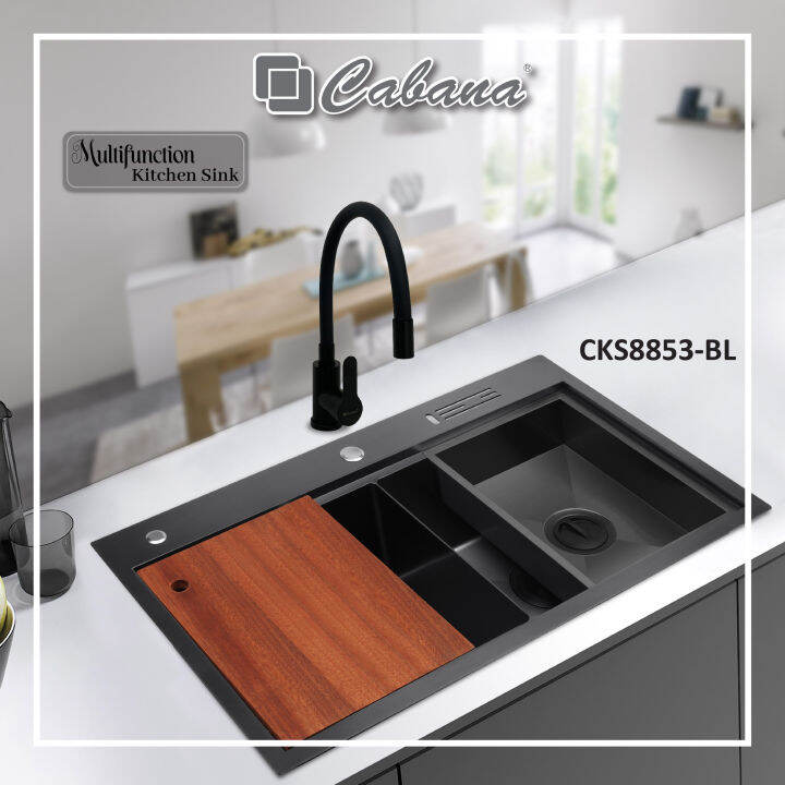 CABANA CKS8853-BL KOREAN STYLE MULTIFUNCTION KITCHEN SINK With Tap ...
