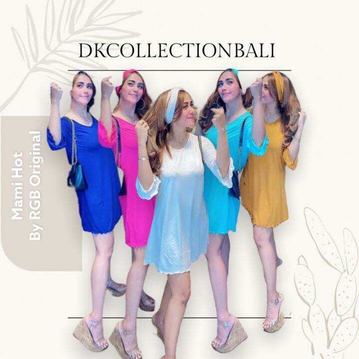 Baju Terusan Wanita Mini Dress Ala Mami RGB Kaos Premium Polos | Lazada ...