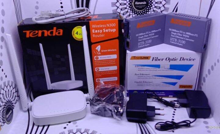 Paket Hemat TENDA WIRELES N300 EASY SETUP ROUTER+ NET LINK FIBER OPTIC ...