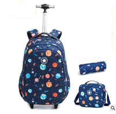 Kids Trolley Bag On Wheels School Wheeled Backpack For Boys Children ...