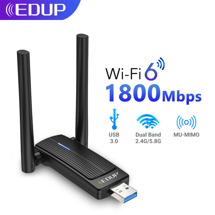 EDUP WiFi6 USB WiFi ADAPTER 1800Mbps Dual Band AX1800 2.4G5GHz การ์ดเครือข่าย WIFI dongle M MIMO ...