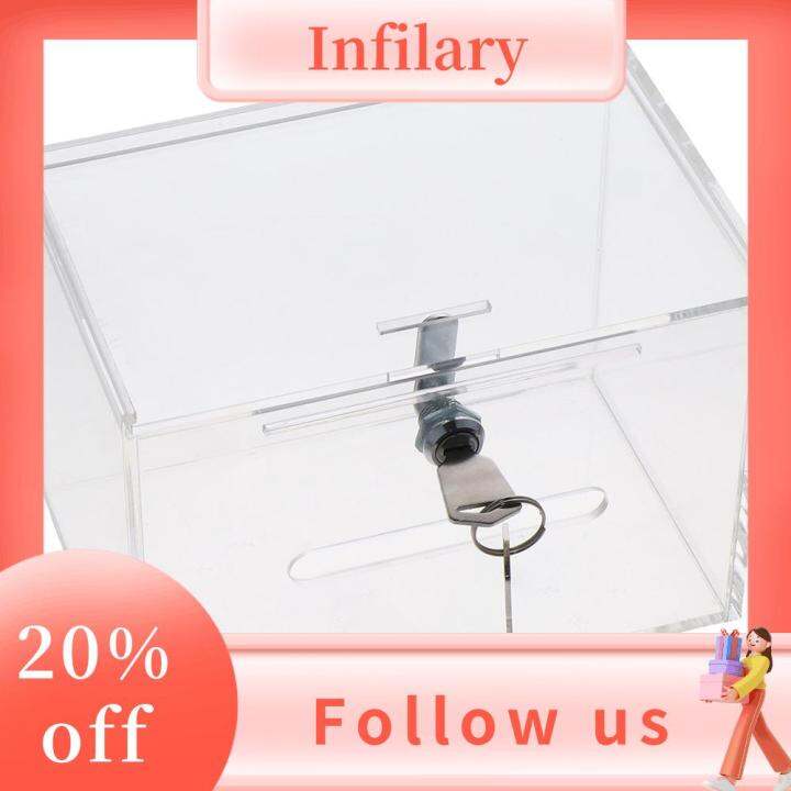INFILARY Transparent Donation Box with Lock Acrylic Ballot Box Clear ...