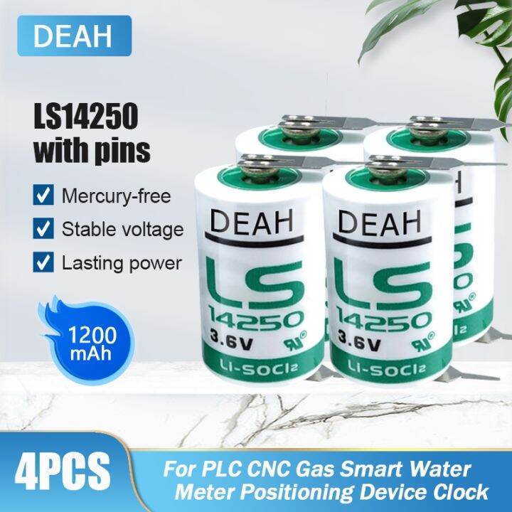 fa54628730 4PCS LS14250 14250 ER14250 1/2AA 3.6V 1200mAh Primary Dry ...
