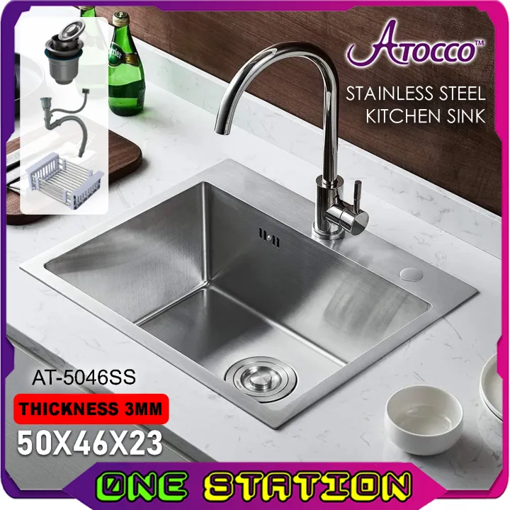 AT-5046SS Sink Bowl Single Bowl Sinki Dapur Kitchen Sink Combo Top ...