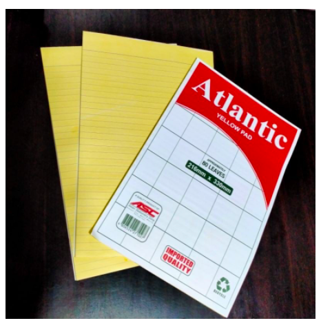 10 Pads Atlantic Yellow Pad 80 leaves 216mm x 330mm Yellow Pads School ...