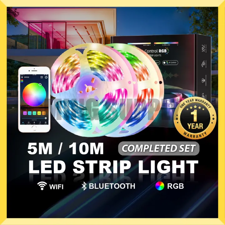 MS_ LED Strip Light 5M 10M 2835/5050 RGB Lights Tape Color Changing IR Bluetooth Wifi Remote ...
