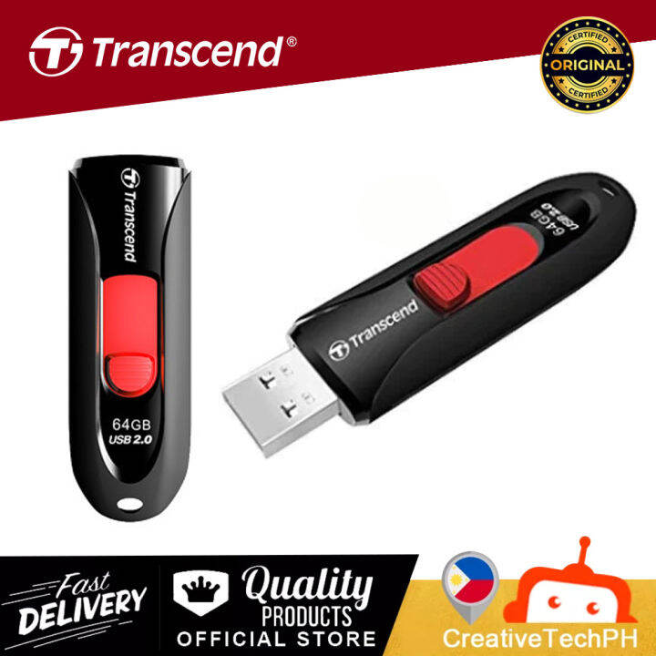 Transcend FLASHDRIVE 64GB JF590 USB2.0-64GB BLACK - PUSH TYPE ...