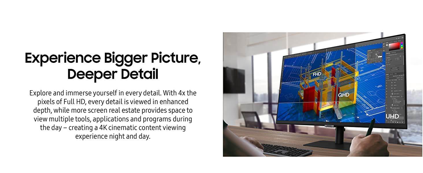 SAMSUNG 27” 4K Monitor, IPS Panel, UHD (3840x2160) Screen, HDR10, (IPS ...