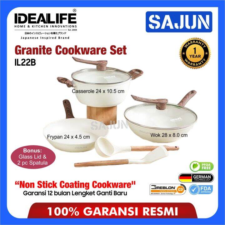 IDEALIFE Granite Cookware Set IL22B Panci Masak Marble Set IL-22B | Lazada Indonesia