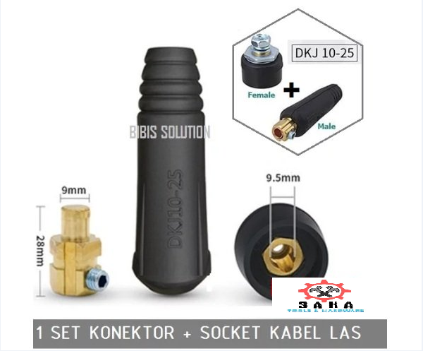 Soket Konektor Kabel DKJ10-25mm Mesin Las 1 Set Cable Socket Connector ...